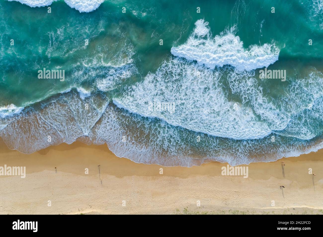 Top View of the Sea texture waves Foaming and Splashing on beach ...
