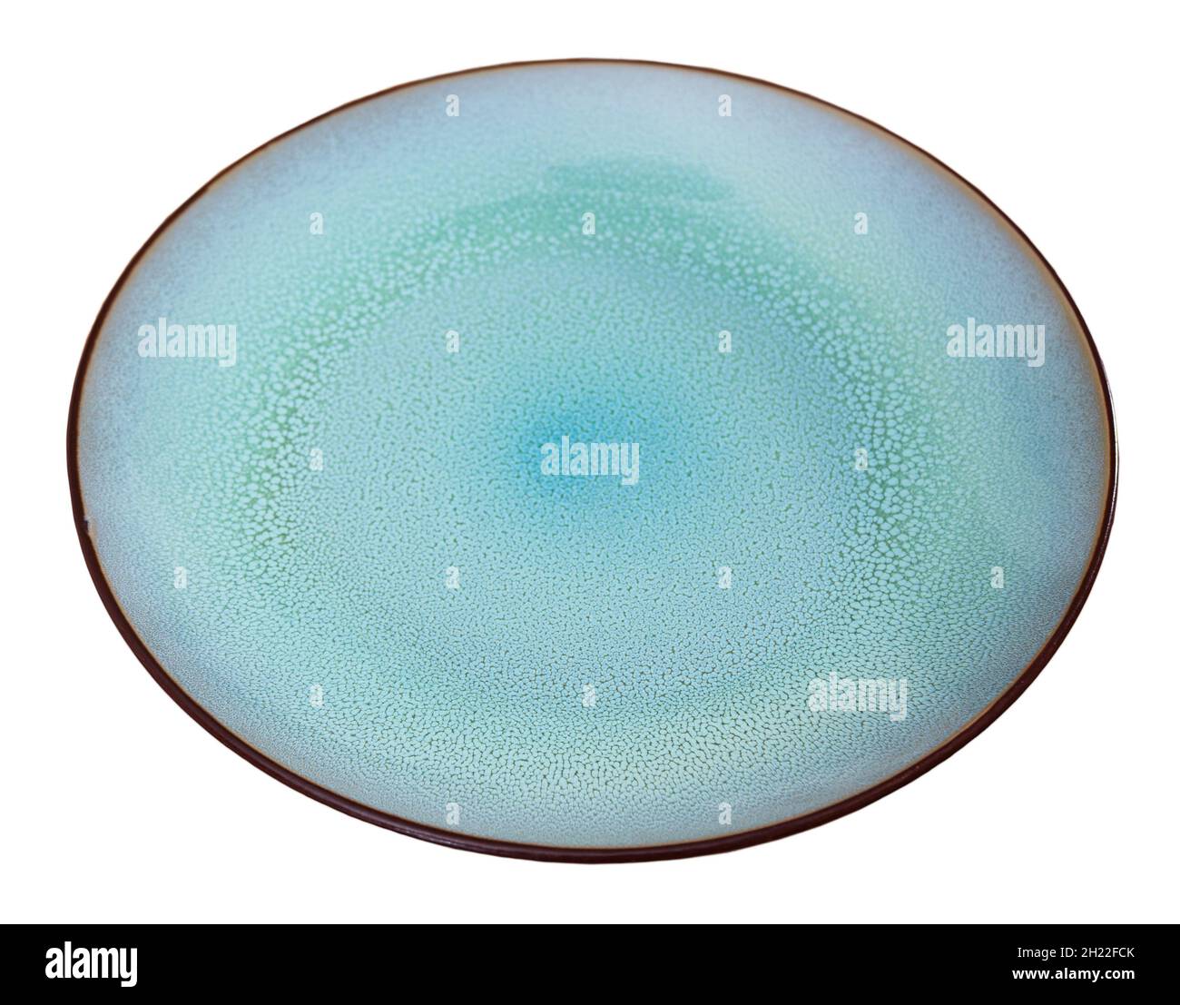 Blue ceramic plate with black edging Stock Photo - Alamy