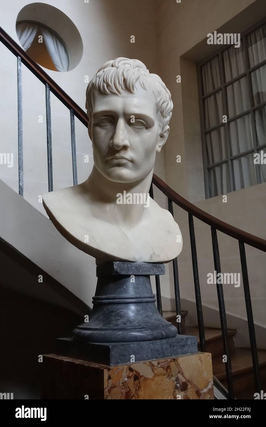 Portrait bust of Napoleon Bonaparte at Chateau de Malmaison in Frrance ...