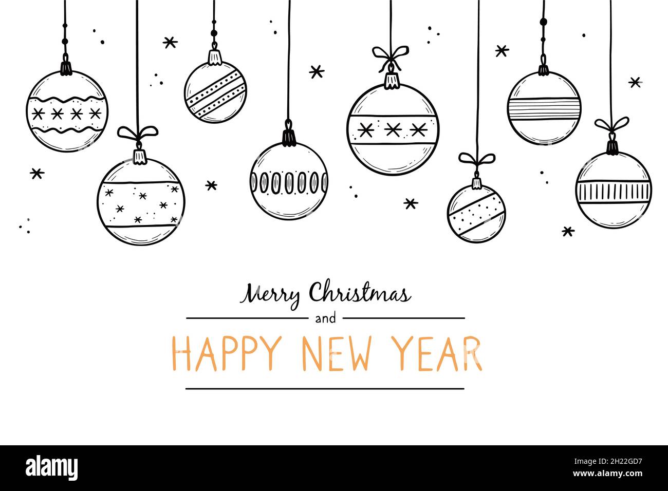 Doodle christmas ball element set. Hand drawn sketch style ball. Cute ...