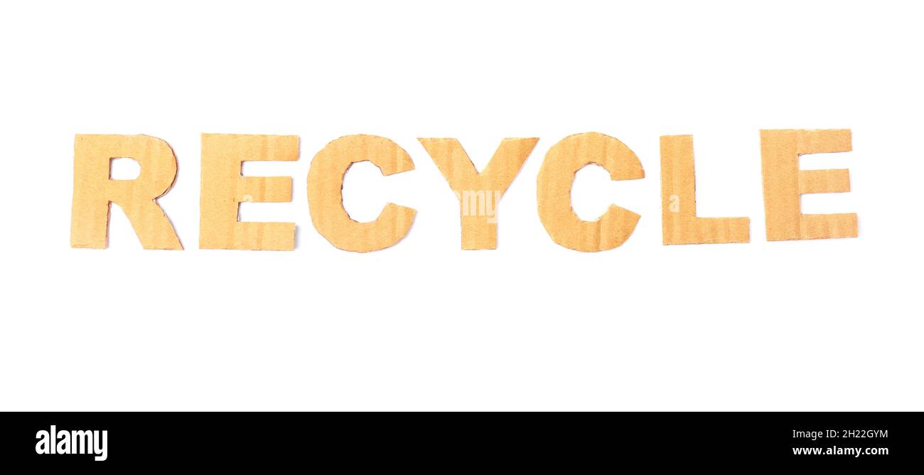 Word "Recycle" made of cardboard letters on white background Stock ...