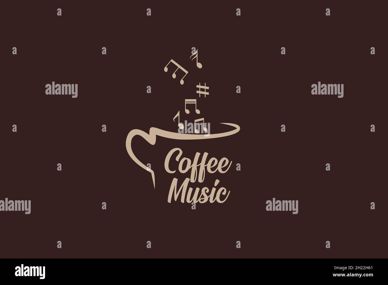 coffee music cafe bar restaurant logo illustration vector icon, coffee ...