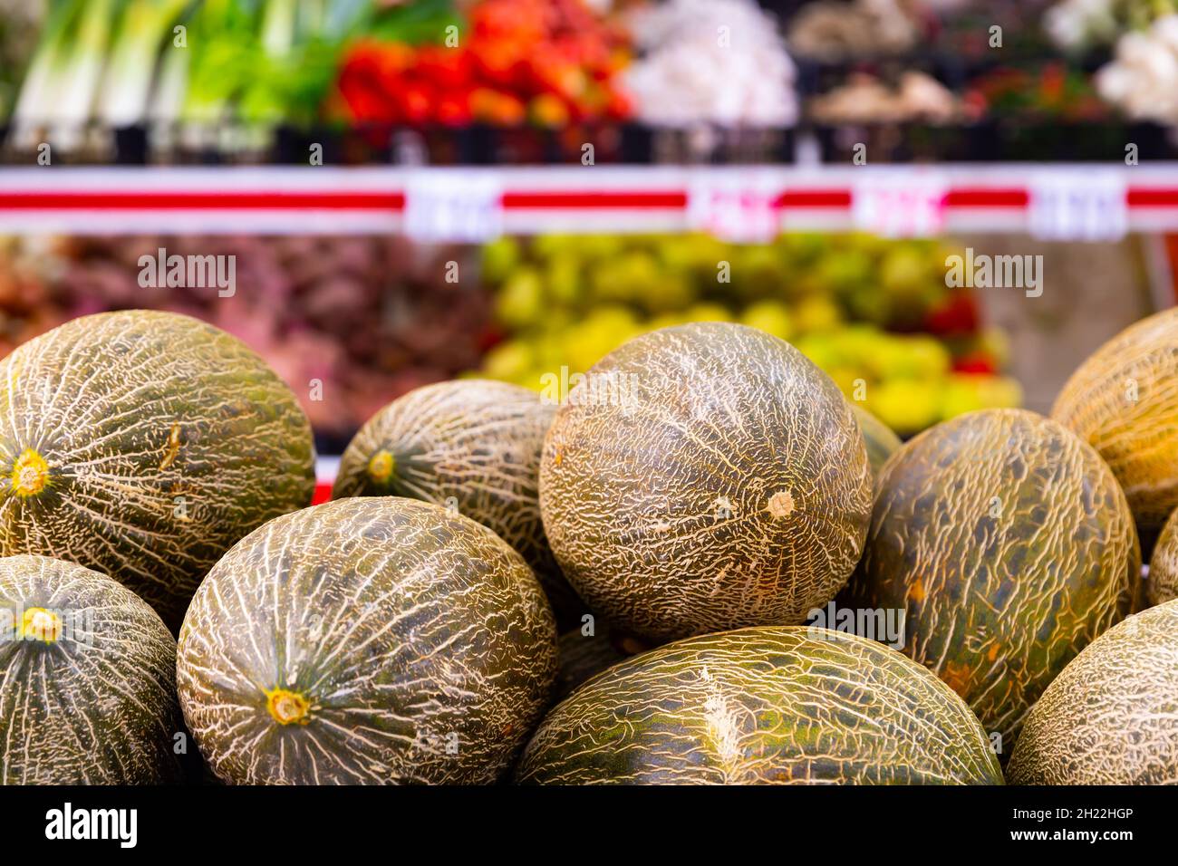 Fresh melons in supermarket Stock Photo - Alamy