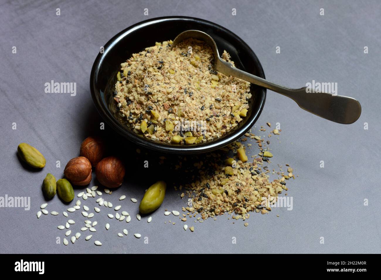 Dukkah, Arabic spice mixture with nuts Stock Photo - Alamy