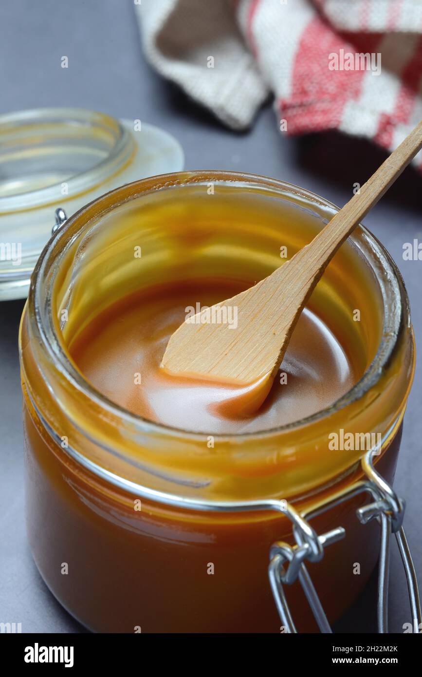 French caramel cream in glass, Brittany, France Stock Photo - Alamy