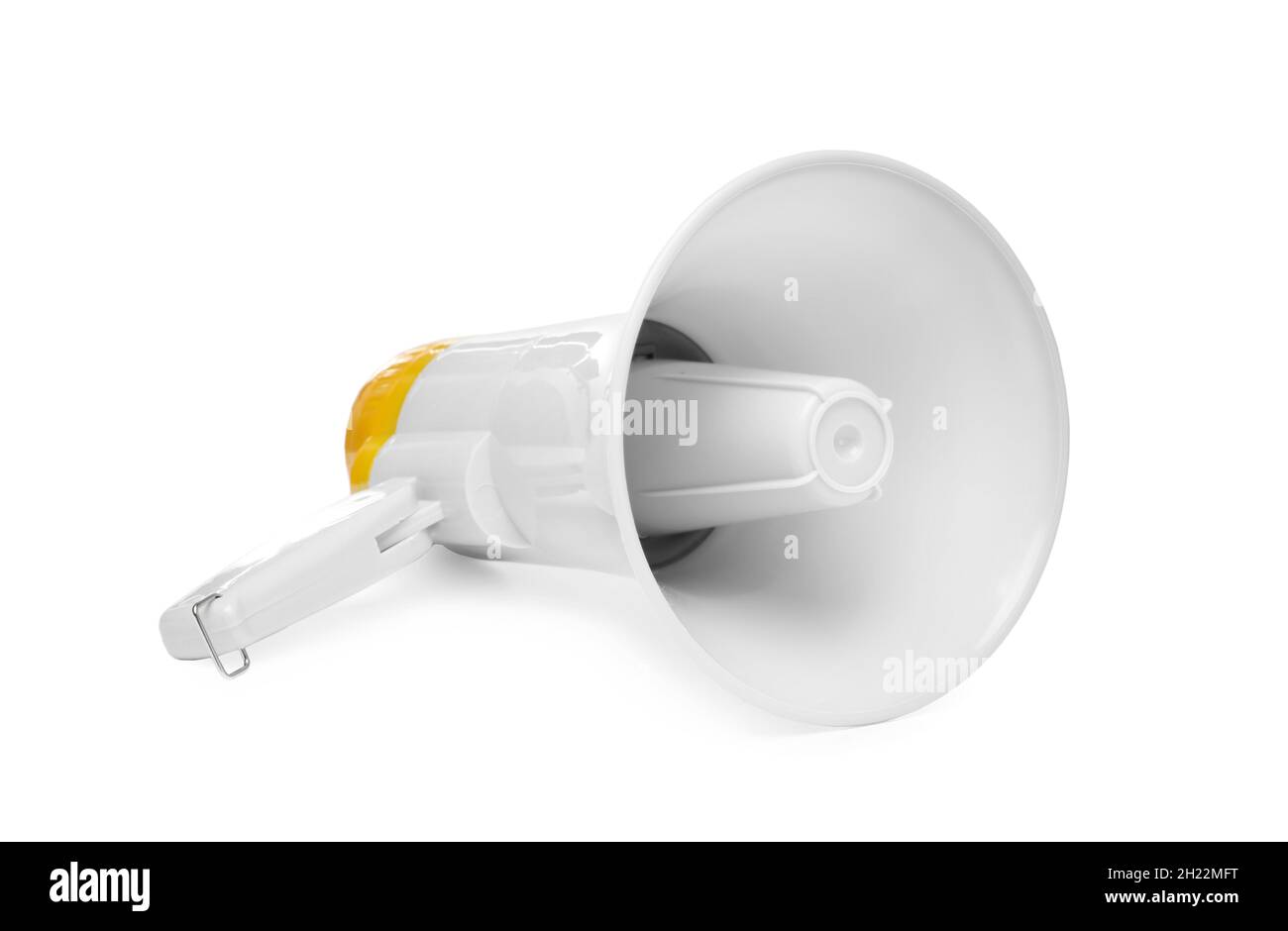 Electronic megaphone on white background Stock Photo - Alamy