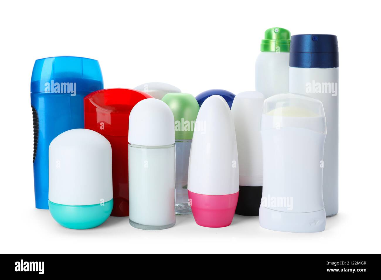 Different deodorants on white background. Skin care Stock Photo - Alamy