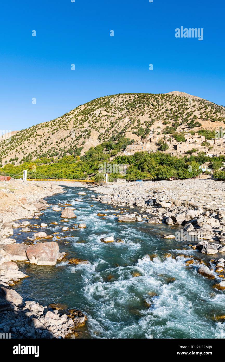 Panjshir river flowing through the Panjshir Valley, Afghanistan Stock ...