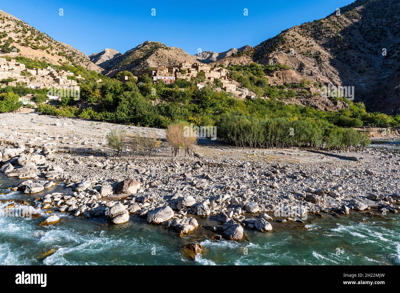 Panjshir river flowing through the Panjshir Valley, Afghanistan Stock ...