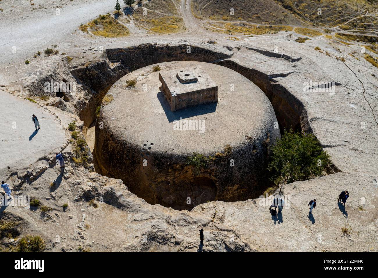 Aerial of the Takht-e Rostam stupa monastery complex, Afghanistan ...