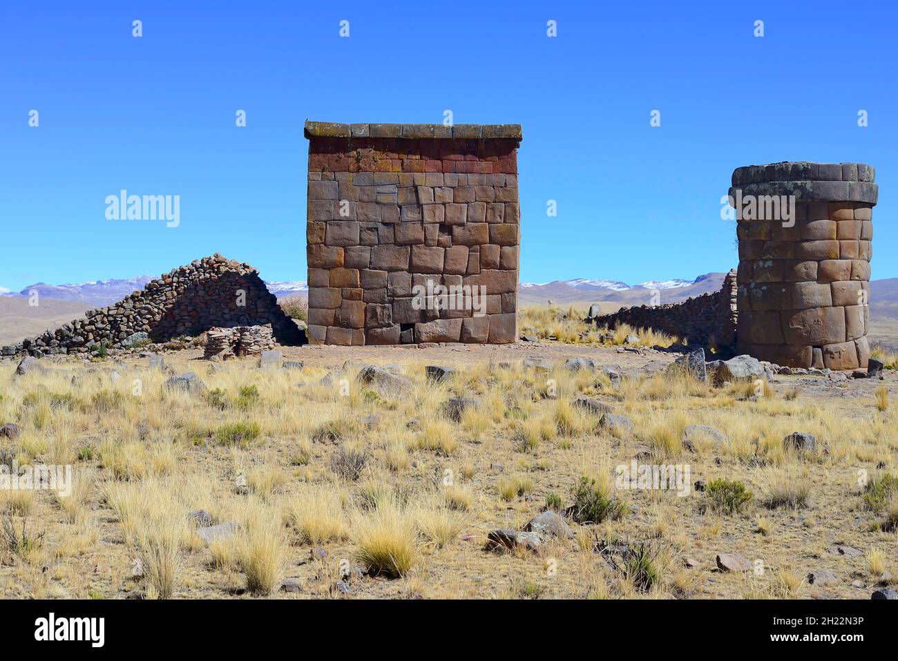 Stone tombs, Chullpas of Cutimbo, Lake Titicaca, Puno Province, Peru ...