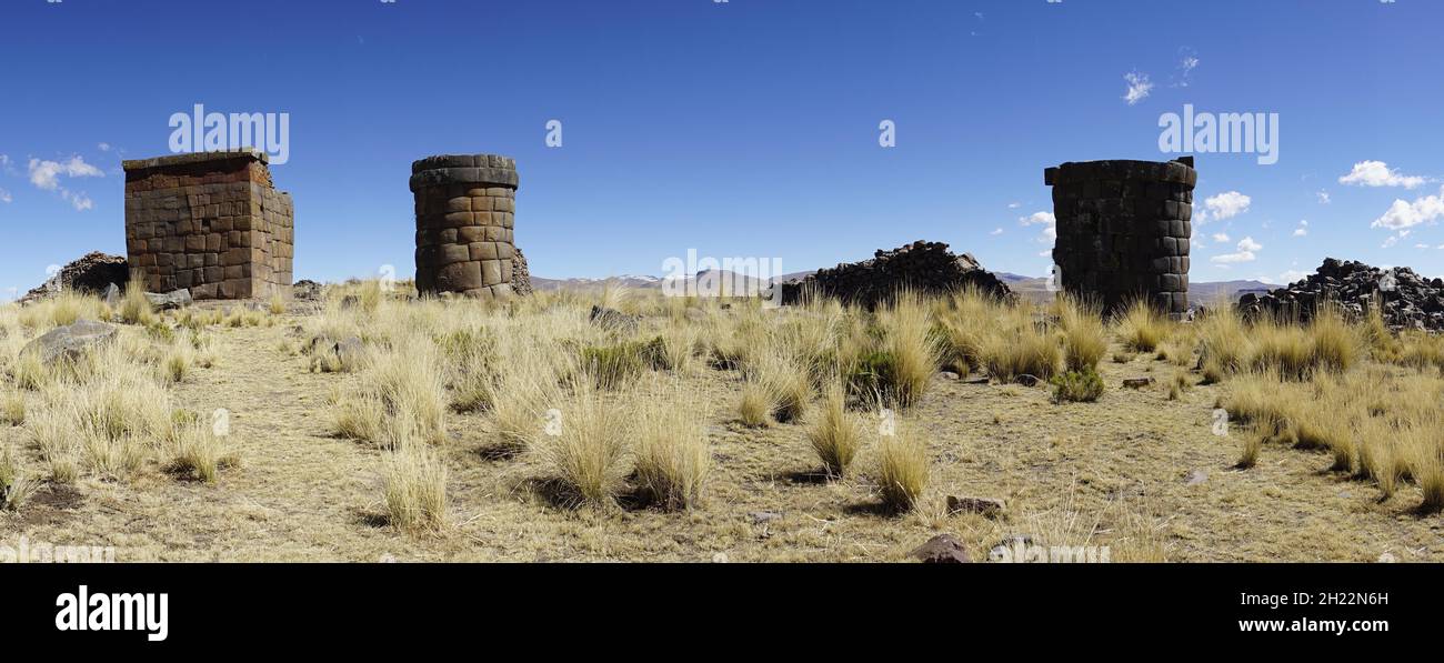 Stone tombs, Chullpas of Cutimbo, Lake Titicaca, Puno Province, Peru ...