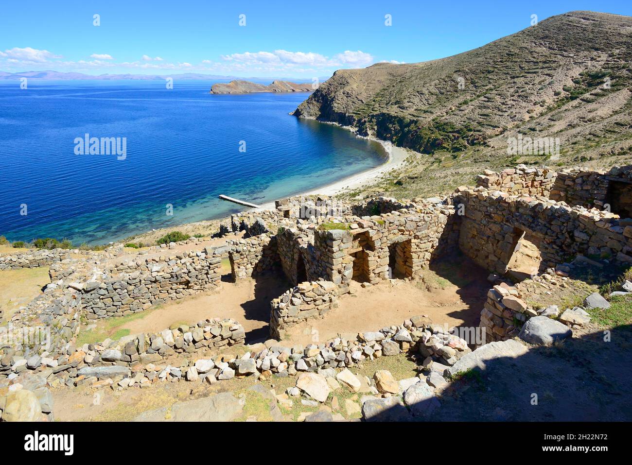 Ruins of the Chincana Labyrinth, Inca cult site, Isla del Sol, Lake ...