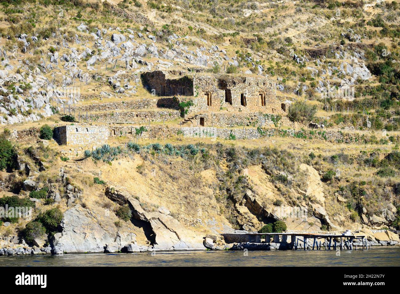 Temple of the Sun, Inca Ruins, Isla del Sol, Lake Titicaca, La Paz ...