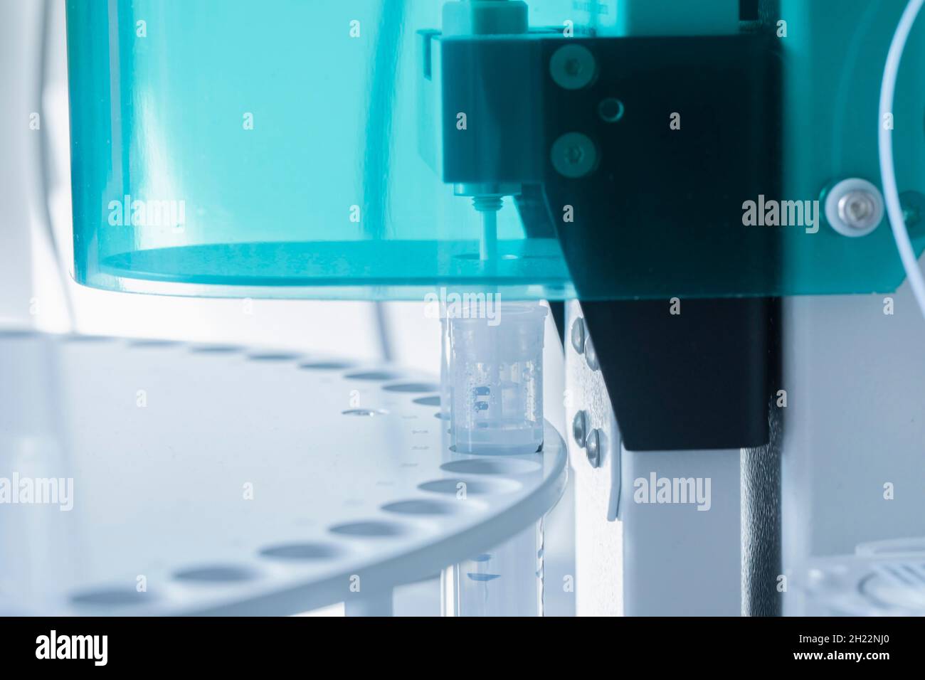 Chemical laboratory analysis with tubes and laboratory equipment ...