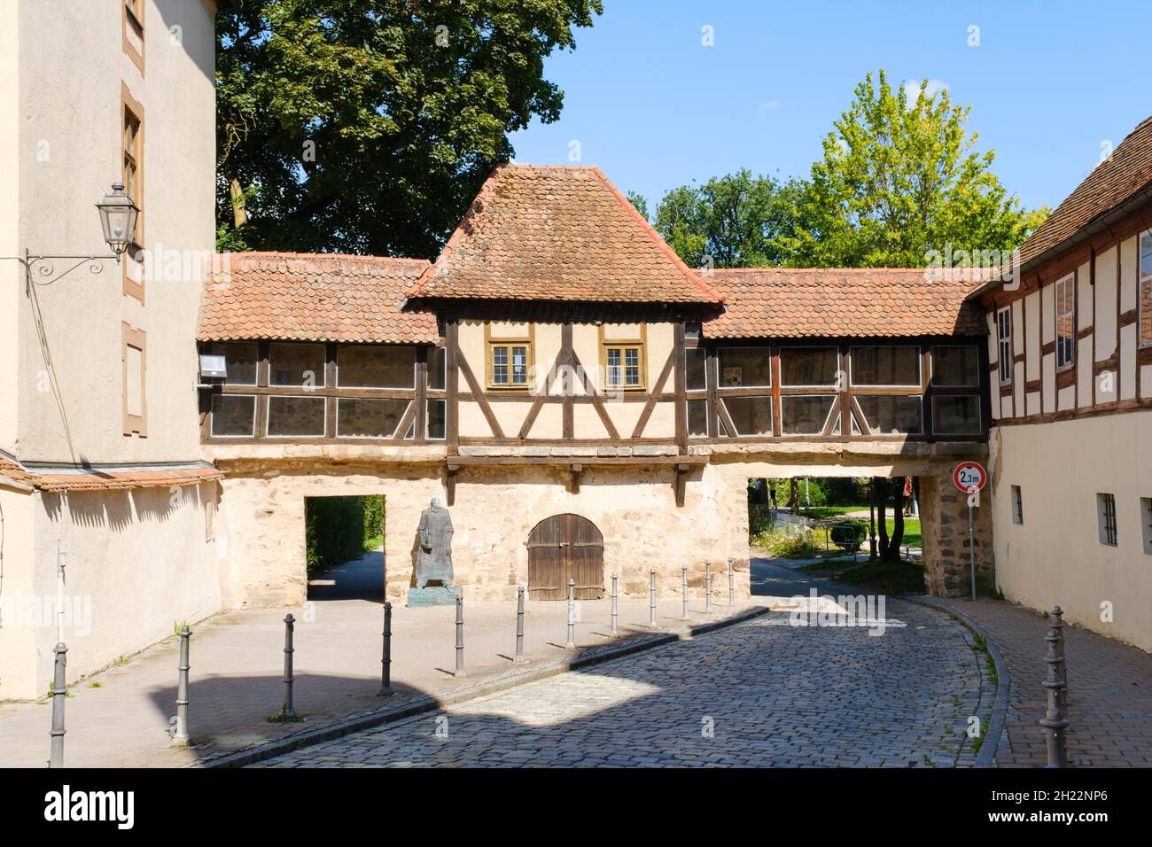 Part of the old city wall in the old town, Ansbach, Franconia, Bavaria ...