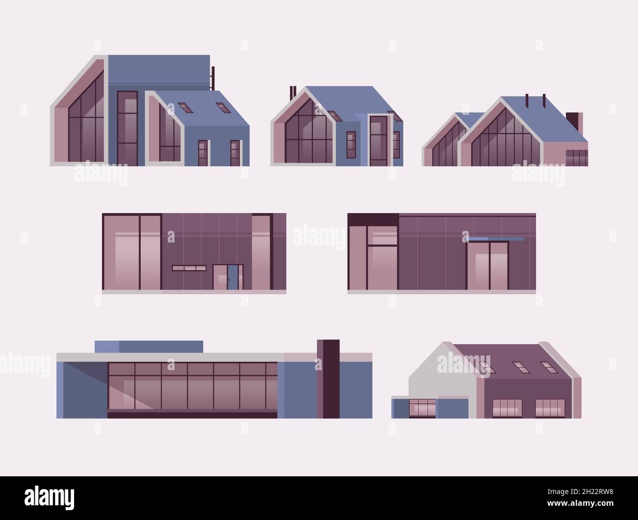 set modern houses of sandwich panels contemporary environmentally ...