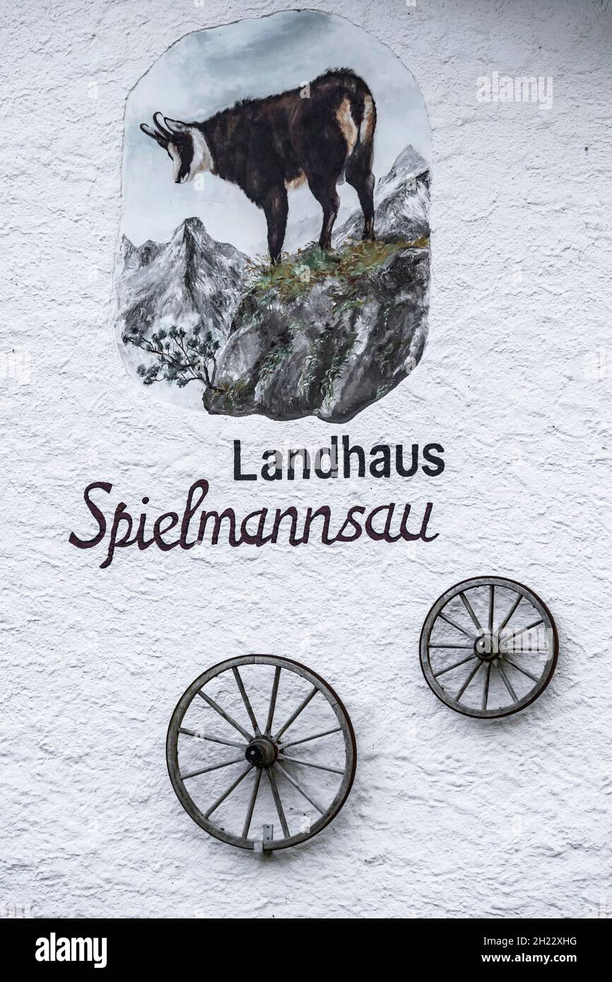 Berggasthof Landhaus Spielmannsau, facade, Oberstdorf, Germany Stock ...