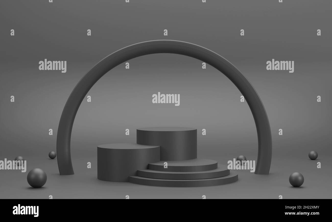 3D. Circle podium, round ring black for displaying products by ...