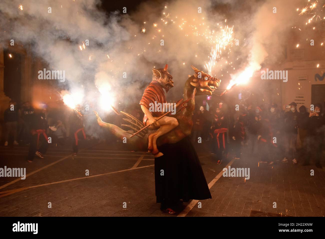 Vendrell, Spain. 30th Sep, 2021. A person carries a creature in the ...