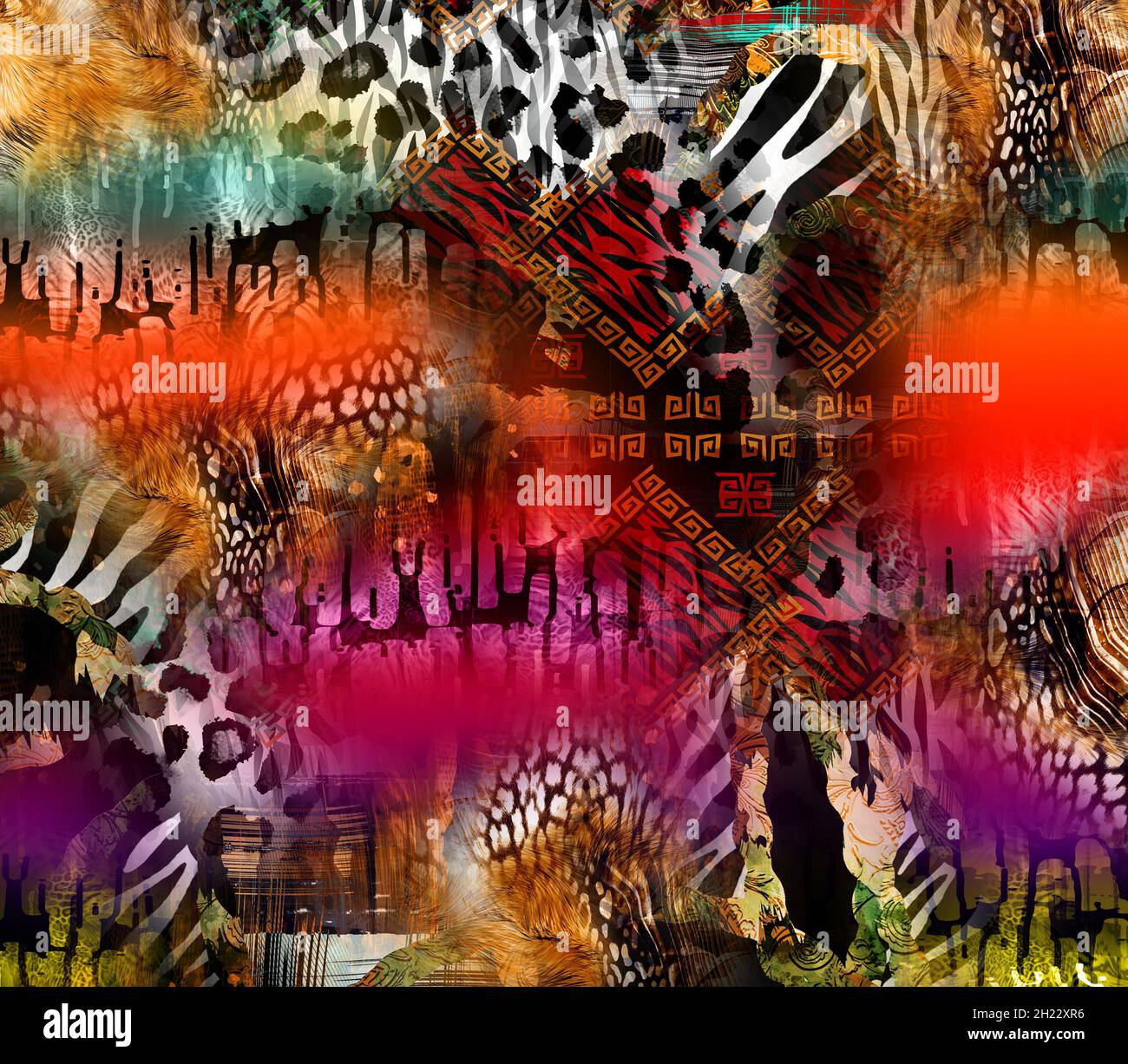 colorful animal prints, fabric patterns Stock Photo - Alamy