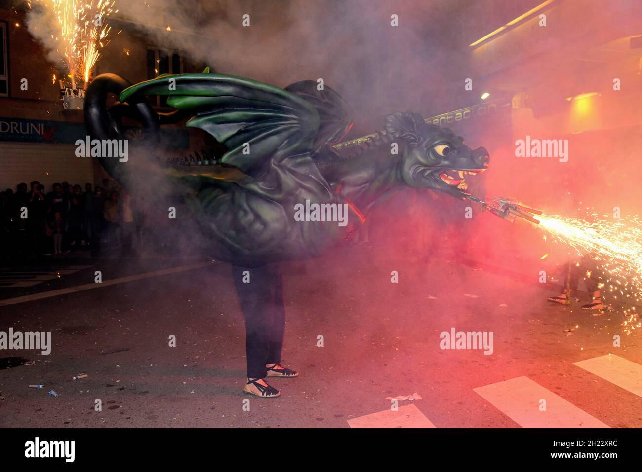 Vendrell, Spain. 30th Sep, 2021. A person carries a creature in the ...
