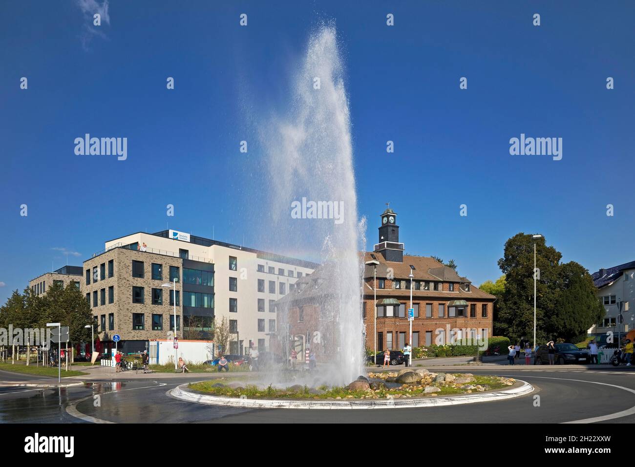 Monheim Geyser in the roundabout, Monheim am Rhein, North Rhine ...