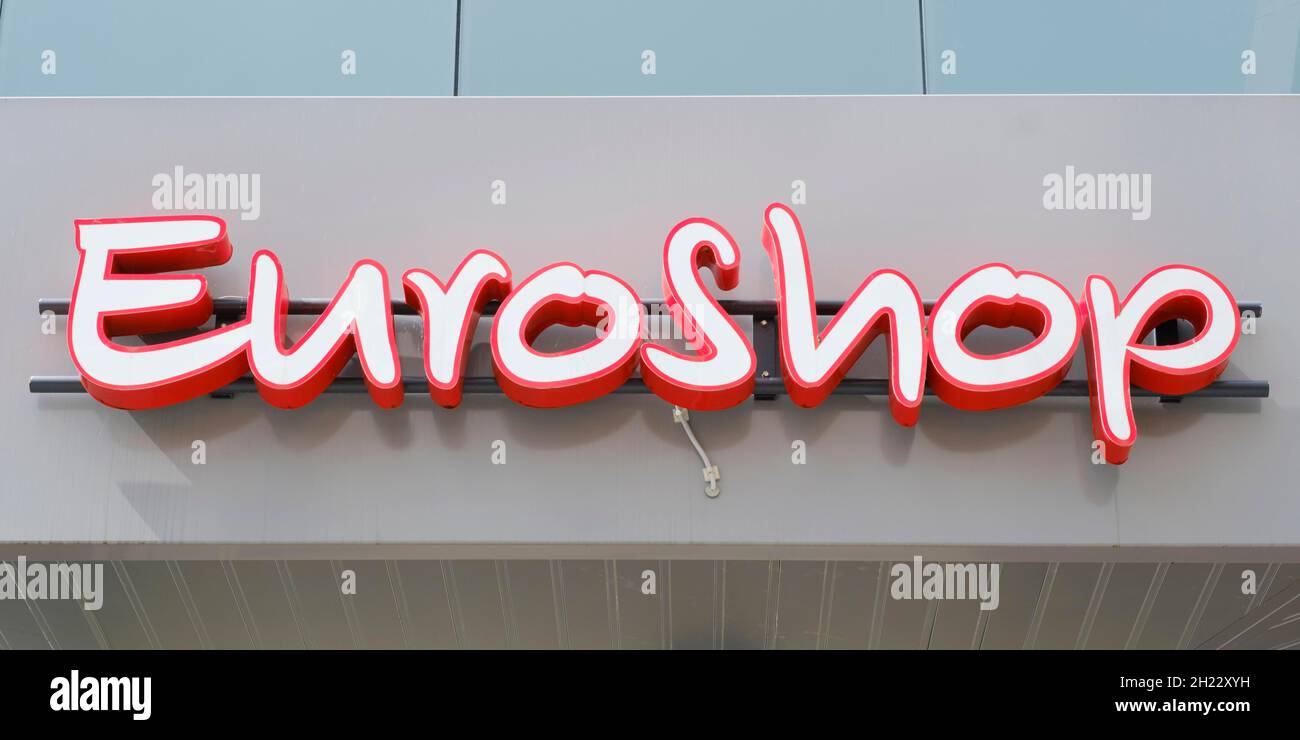 Facade with sign EuroShop, North Rhine-Westphalia, Germany Stock Photo ...