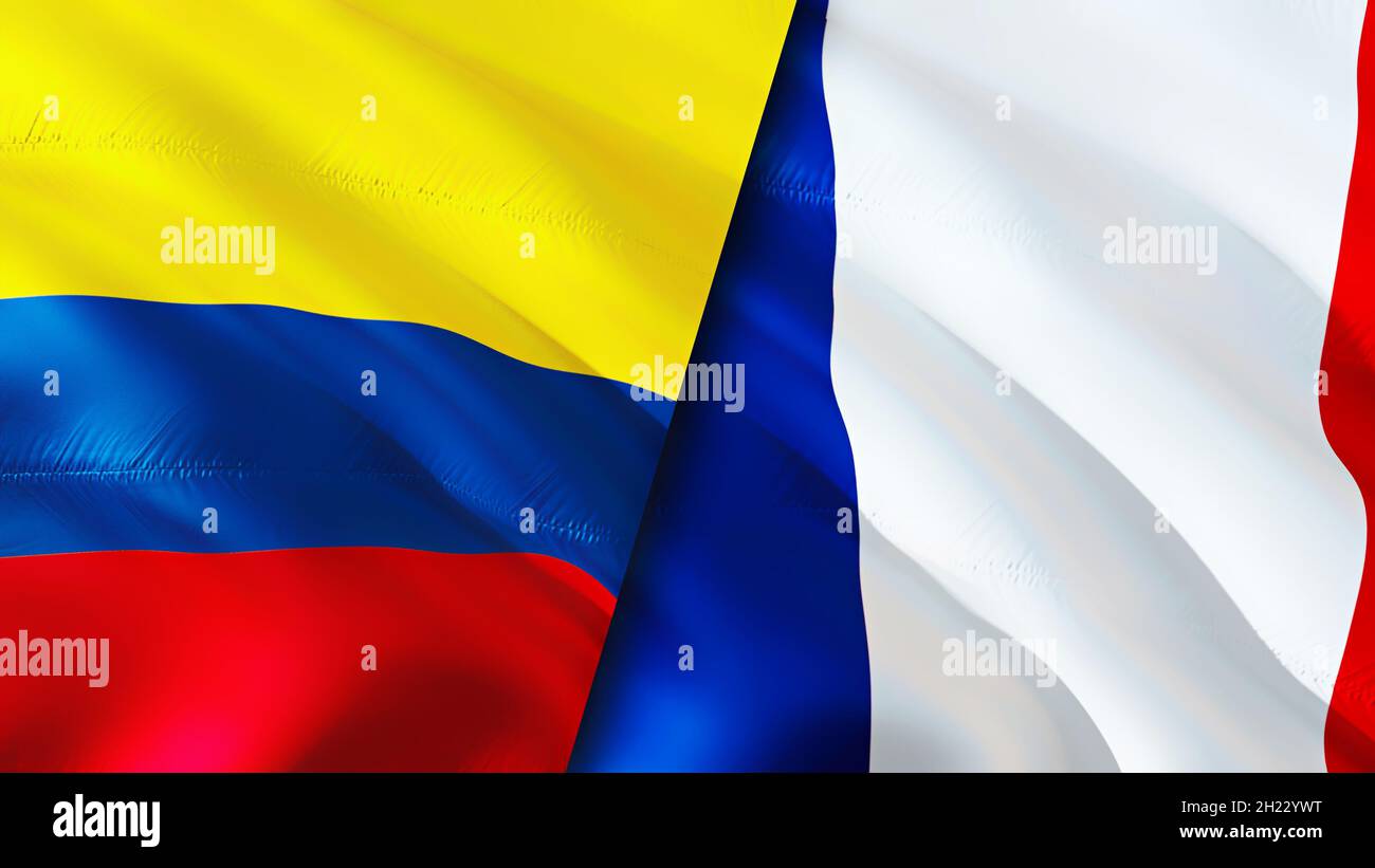 Colombia and France flags. 3D Waving flag design. Colombia France flag ...