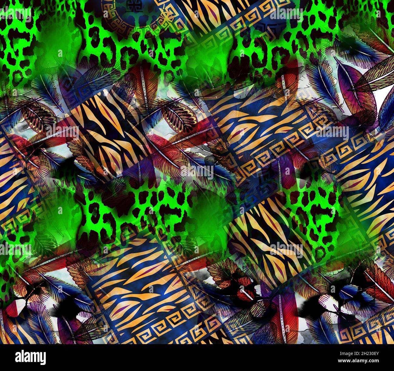 colorful animal prints, fabric patterns Stock Photo - Alamy