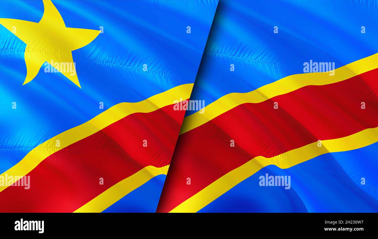 DR Congo and DR Congo flags. 3D Waving flag design. DR Congo DR Congo ...