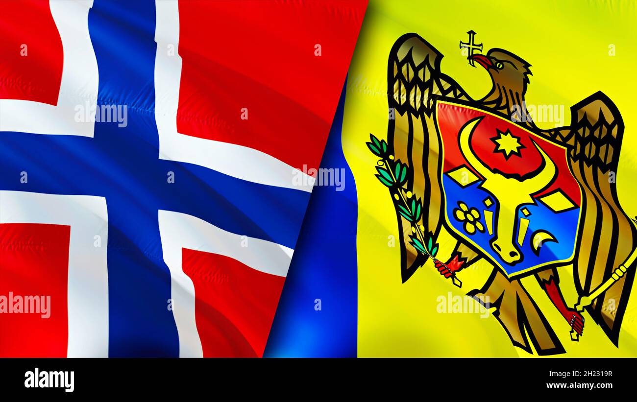 Norway and Moldova flags. 3D Waving flag design. Norway Moldova flag ...