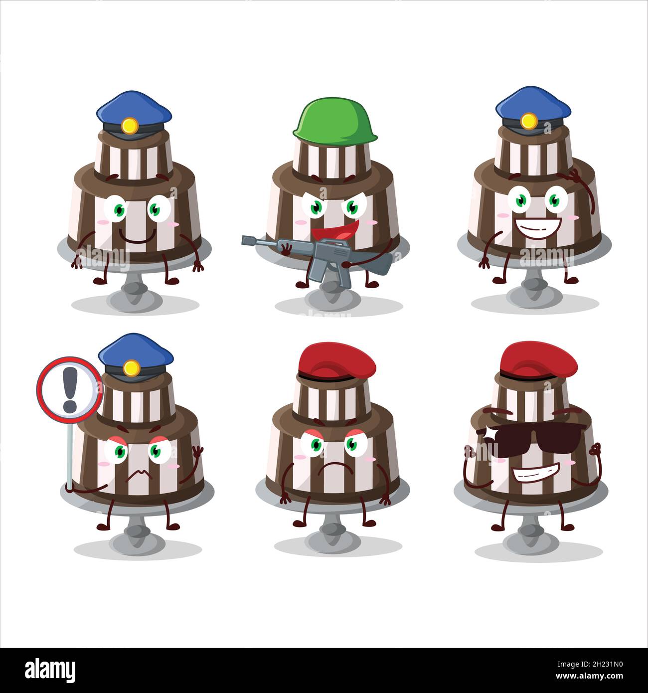 A dedicated Police officer of chocolate cake sweet mascot design style ...