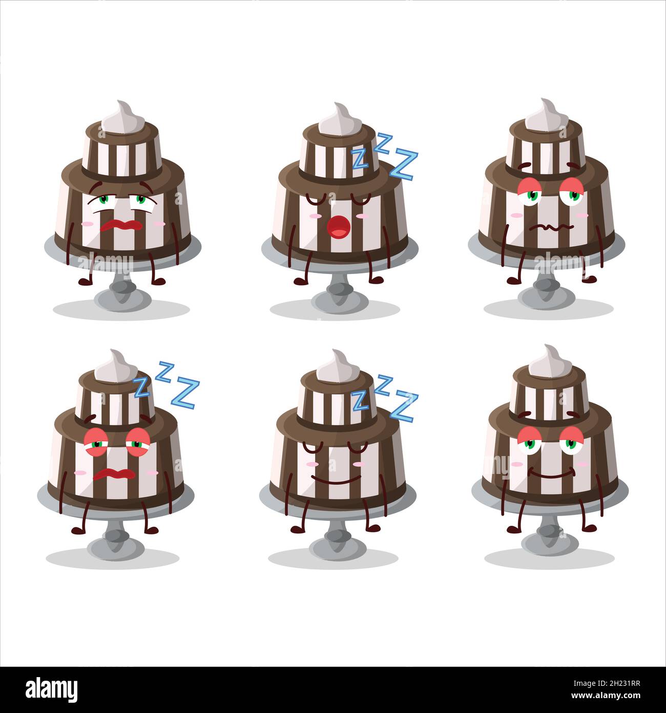 Cartoon character of chocolate cake sweet with sleepy expression ...