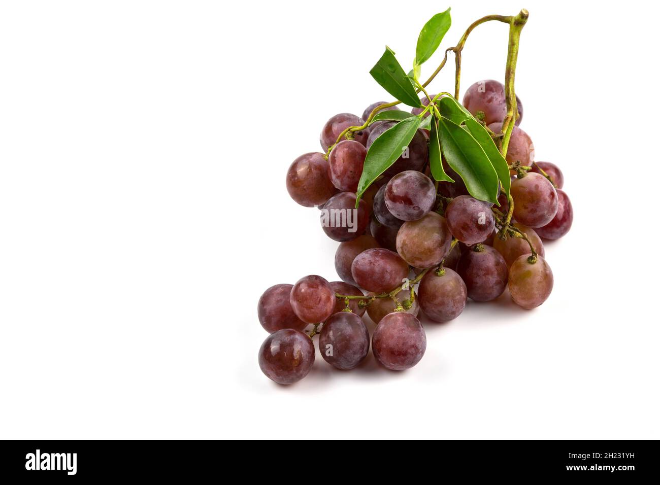 Fresh grapes with leaves isolated on white background Stock Photo - Alamy