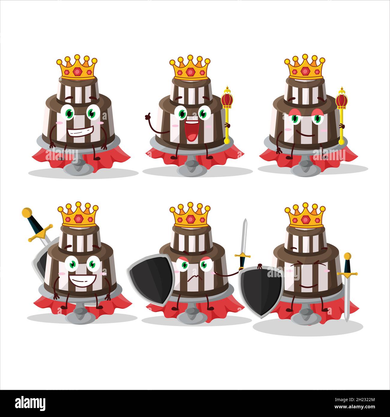 A Charismatic King chocolate cake sweet cartoon character wearing a ...