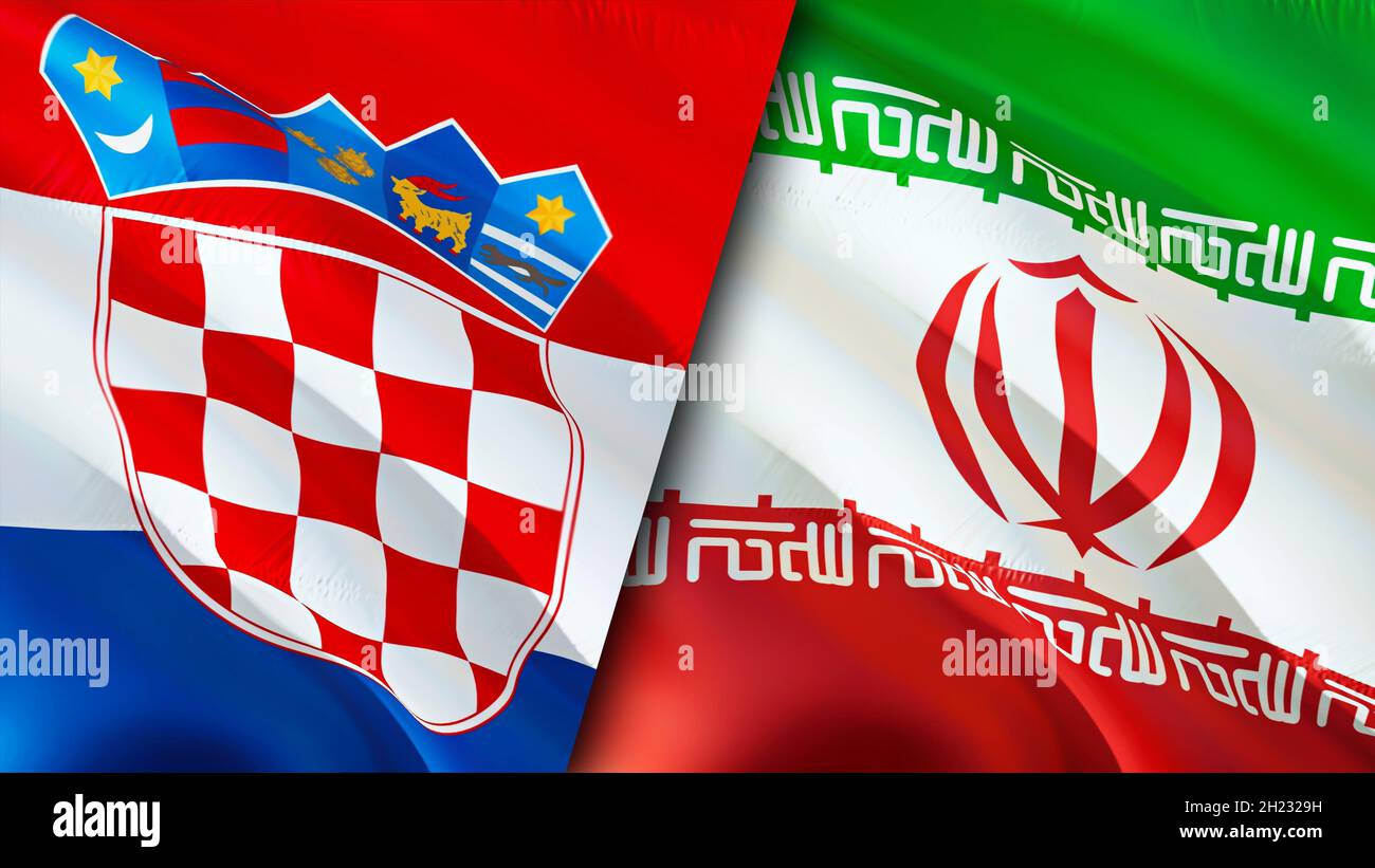Croatia and Iran flags. 3D Waving flag design. Iran Croatia flag ...