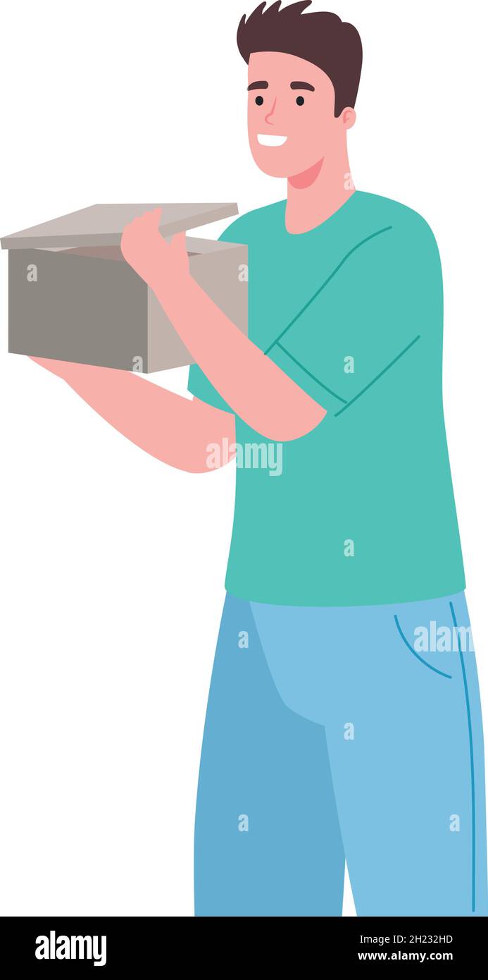 Male opening package Stock Vector Images - Alamy