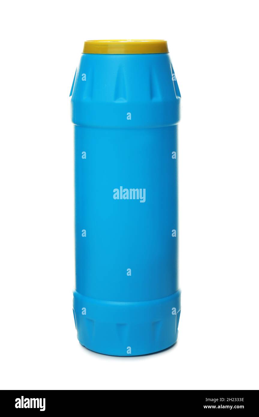 Bottle with cleaning powder on white background Stock Photo - Alamy