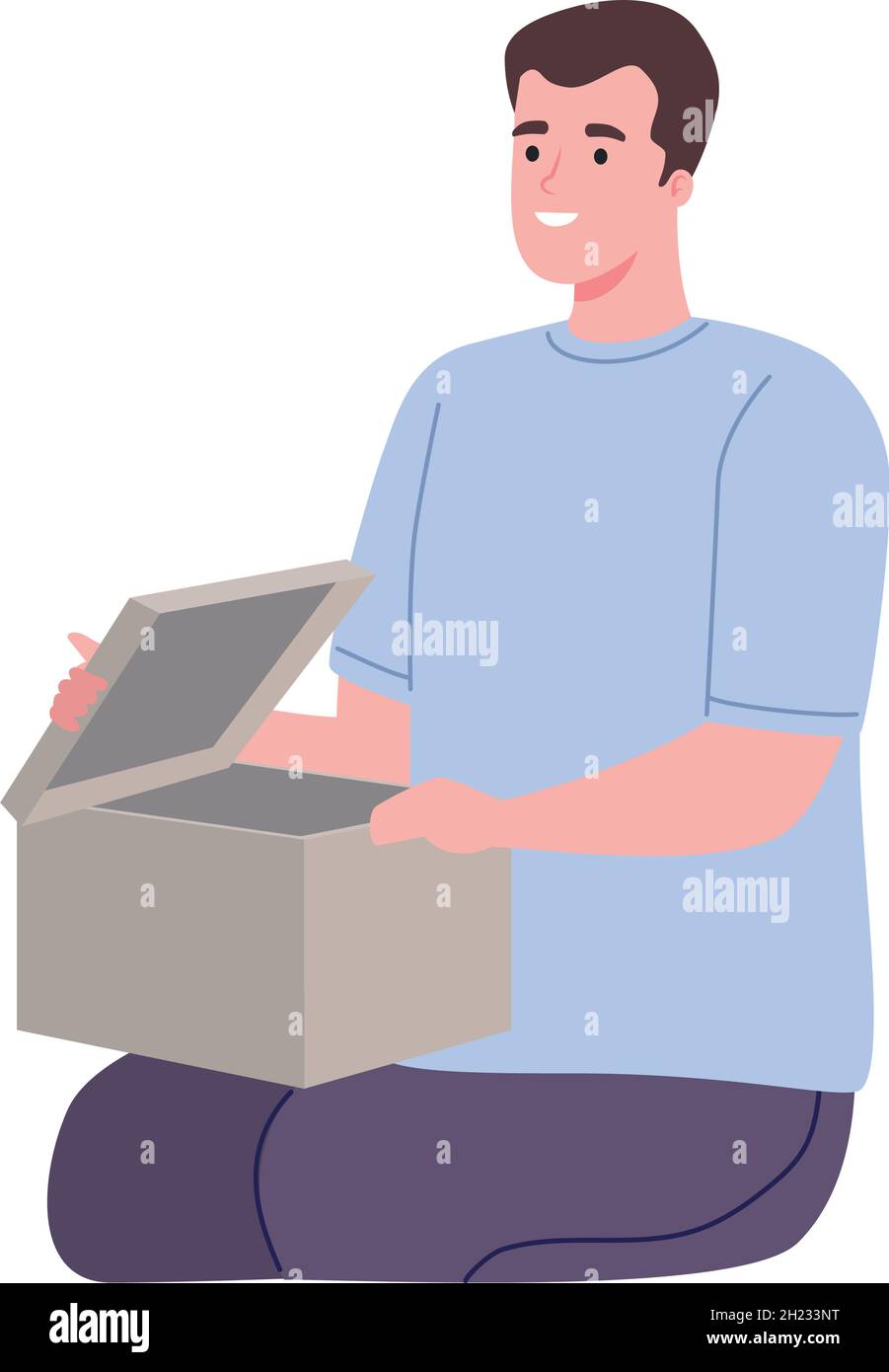 Male opening package Stock Vector Images - Alamy