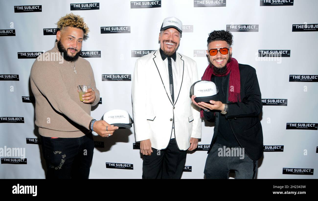 Jason Vee, Dominic Marcus and Keon Torres pose with promotional swag at ...