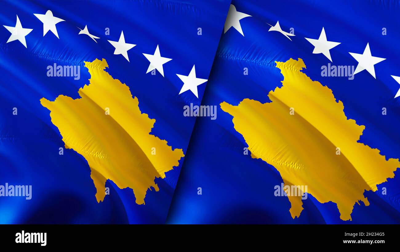Kosovo and Kosovo flags. 3D Waving flag design. Kosovo Kosovo flag ...