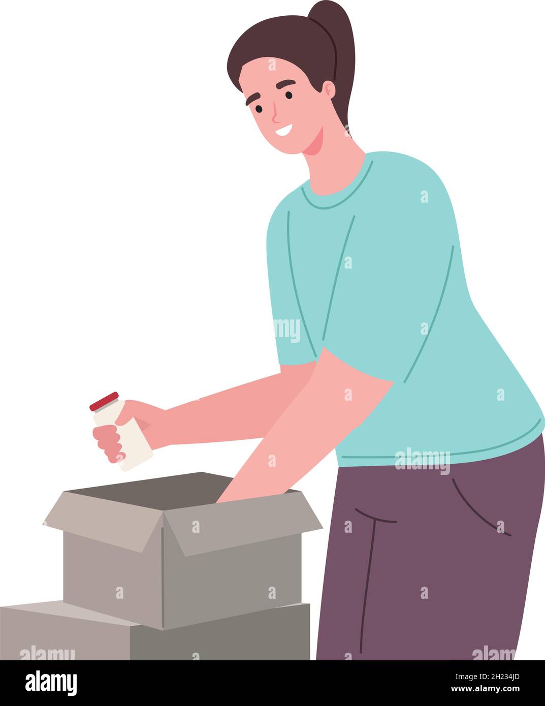 Happy person opening box Stock Vector Images - Alamy