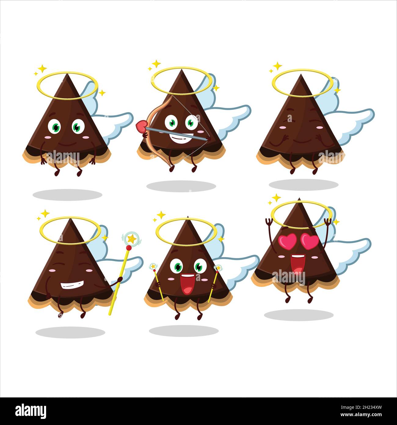 Slice of chocolate tart cartoon designs as a cute angel character ...