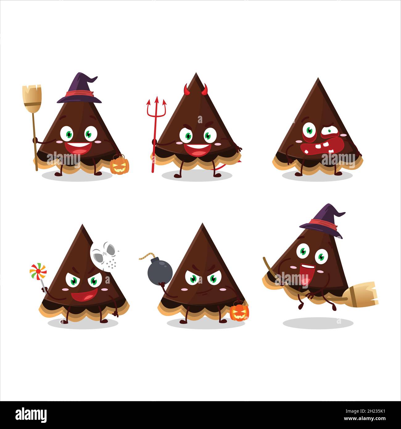 Halloween expression emoticons with cartoon character of slice of ...