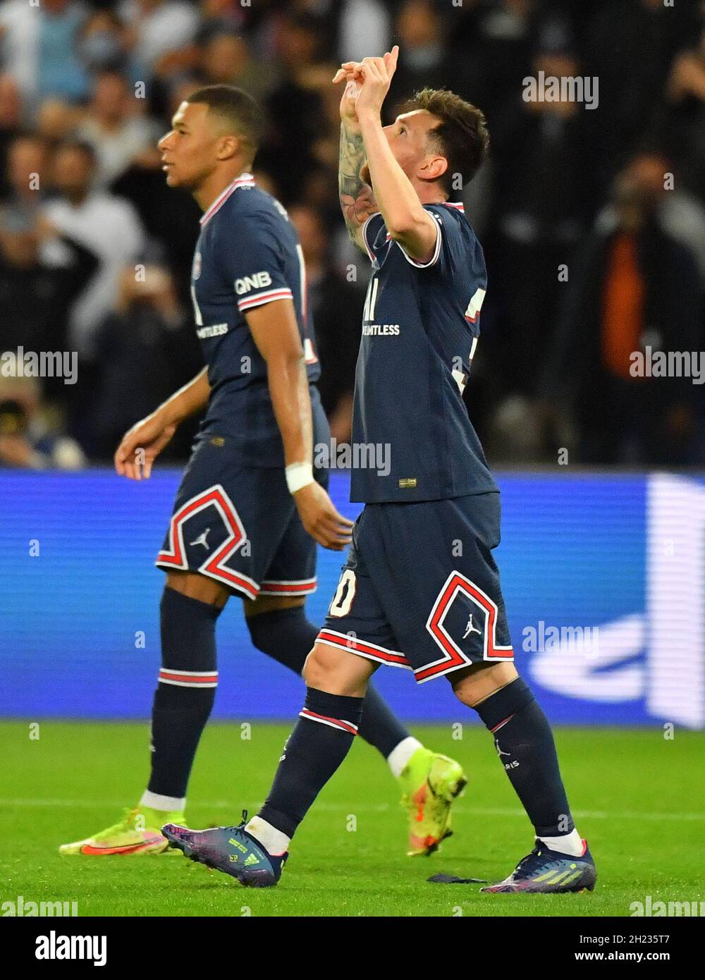 Paris, France, on October/ 2021, Paris Saint-Germain's Lionel Messi ...