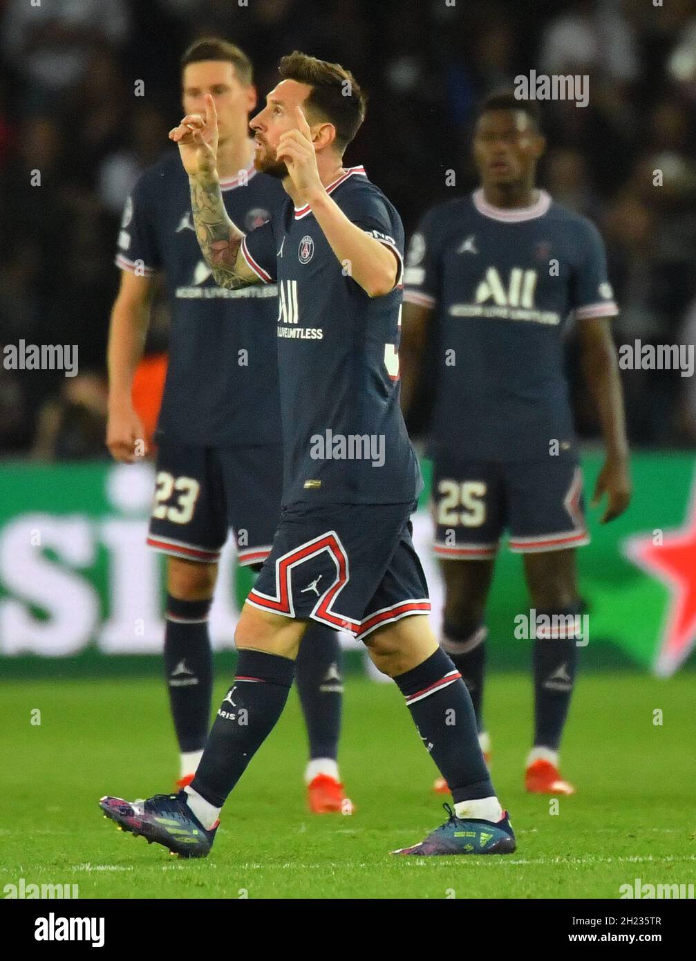 Paris, France, on October/ 2021, Paris Saint-Germain's Lionel Messi ...