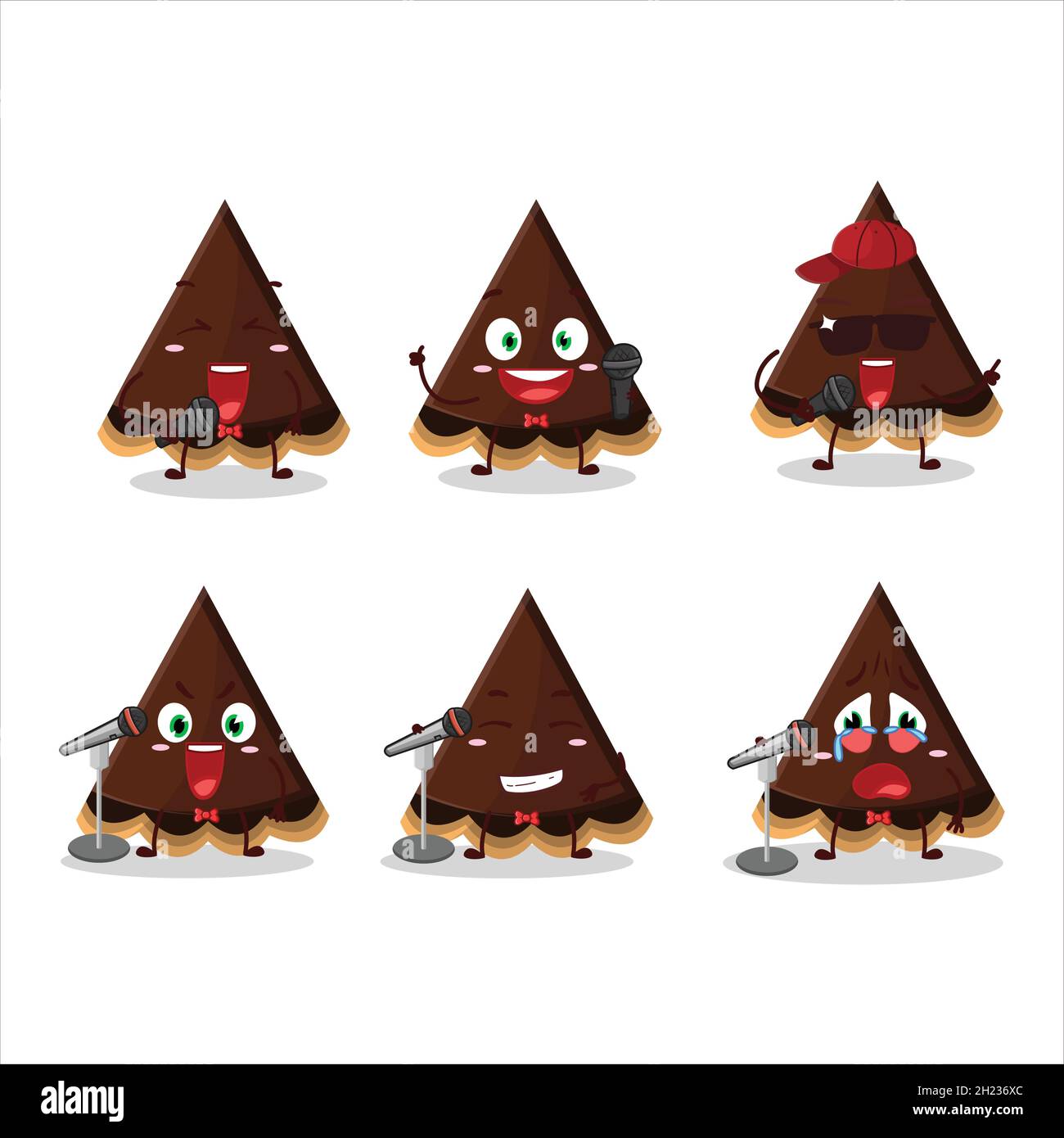 A Cute Cartoon design concept of slice of chocolate tart singing a ...