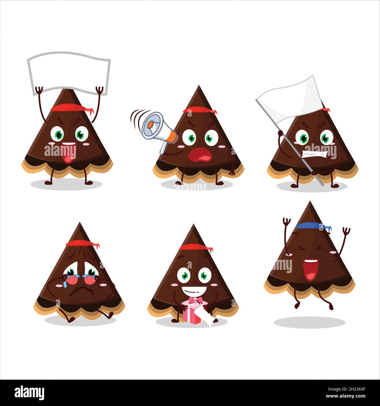 Mascot design style of slice of chocolate tart character as an ...