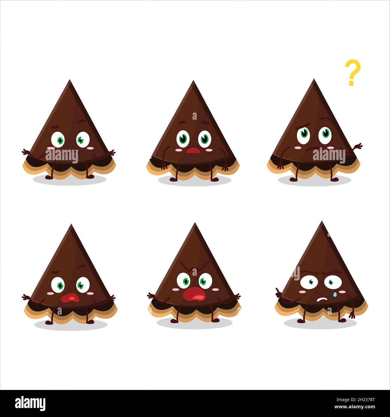 Cartoon character of slice of chocolate tart with what expression ...
